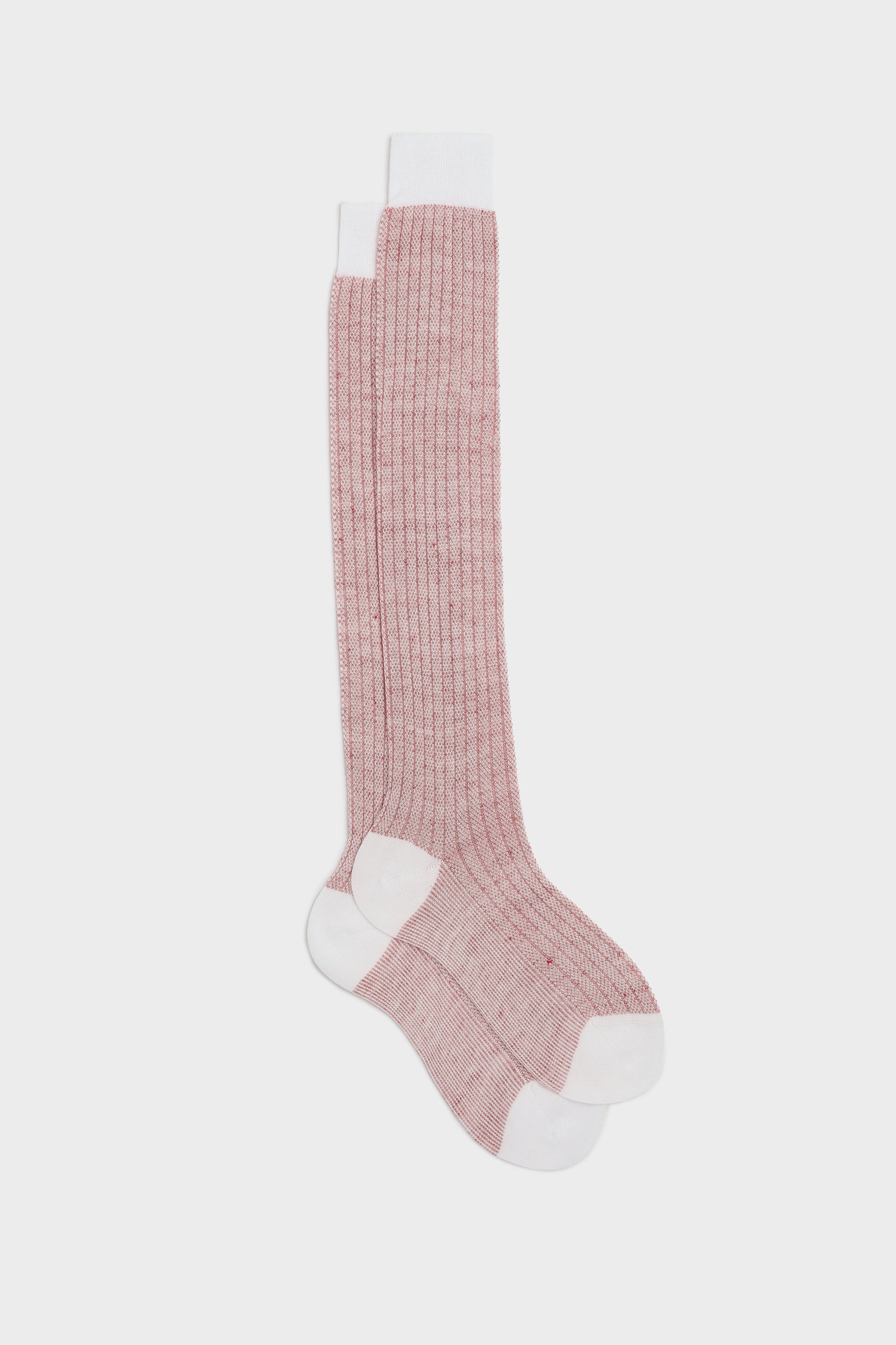 SOCKS MICHELE. 75% COTTON, 25% LINEN, WHITE - RED – Bresciani Shop