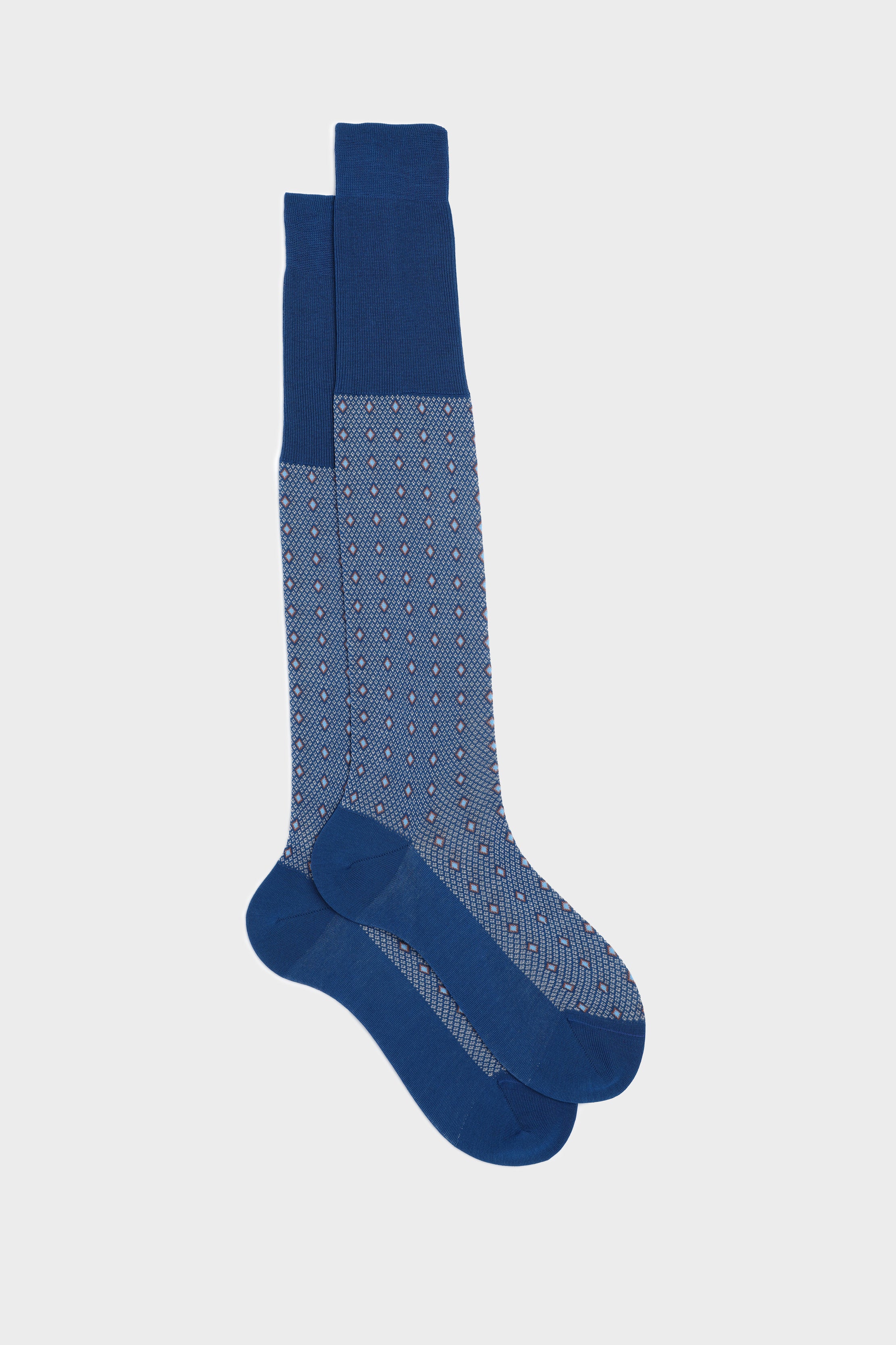 SOCKS NICOLA, 100% COTTON, OCEAN - WHITE - RUST – Bresciani Shop